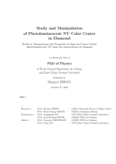 Study and manipulation of photoluminescent NV color center in diamond ...
