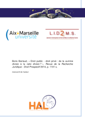 Droit public-droit privé : de la summa divisio à la ratio divisio ...