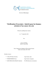 Vitrification Ovocytaire : intérêt pour les femmes atteintes d’un ...