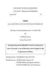 Iatrogénie du protocole PRODIGE 23 dans le traitement du cancer du ...