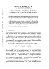 Algebraic Approaches to Cosmological Integrals - Inria - Institut ...