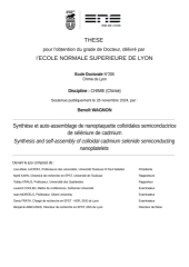Synthesis and self-assembly of colloidal cadmium selenide ...